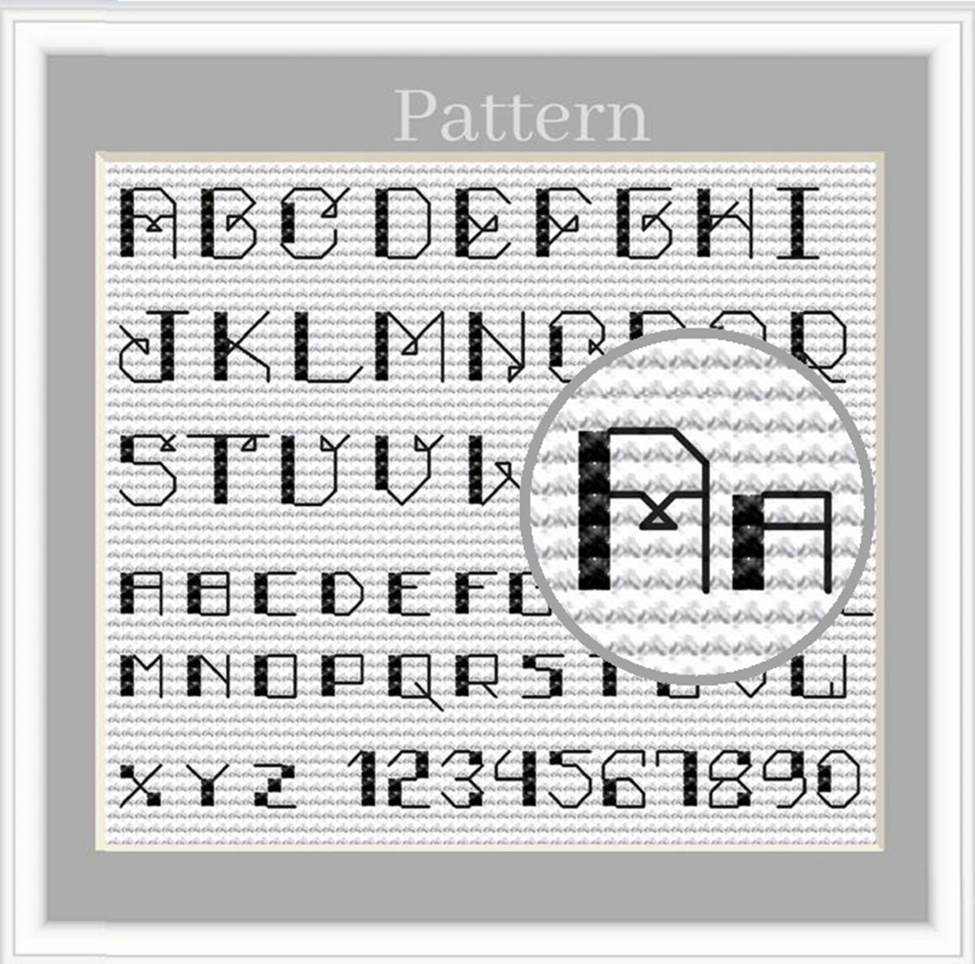 Backstitch Alphabet Cross Stitch Pattern With Letters and Numbers - Etsy