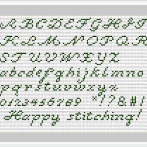 Cursive Font Cross Stitch Pattern, Cursive Alphabet Hand Embroidery ...