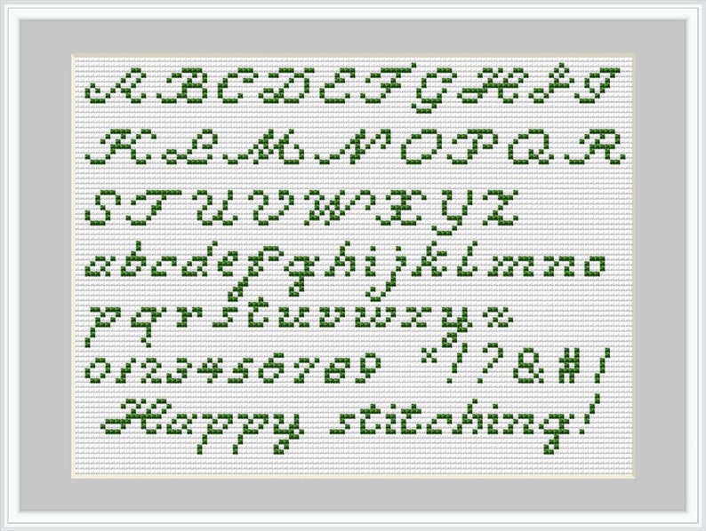 Cursive Font Cross Stitch Pattern Cursive Alphabet Hand - Etsy