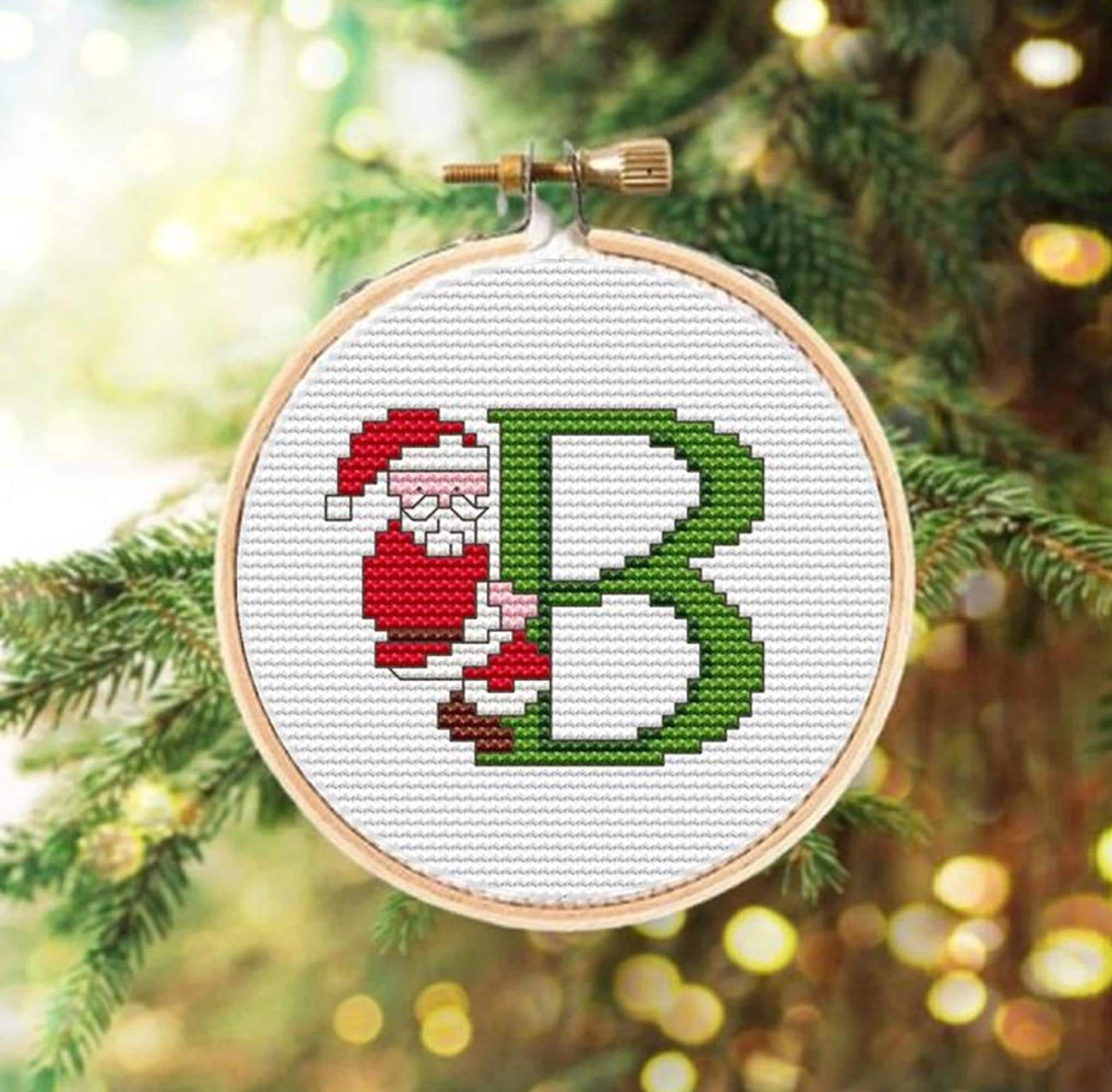 Santa Claus Cross Stitch Alphabet Pattern, Christmas Monogram Letters ...