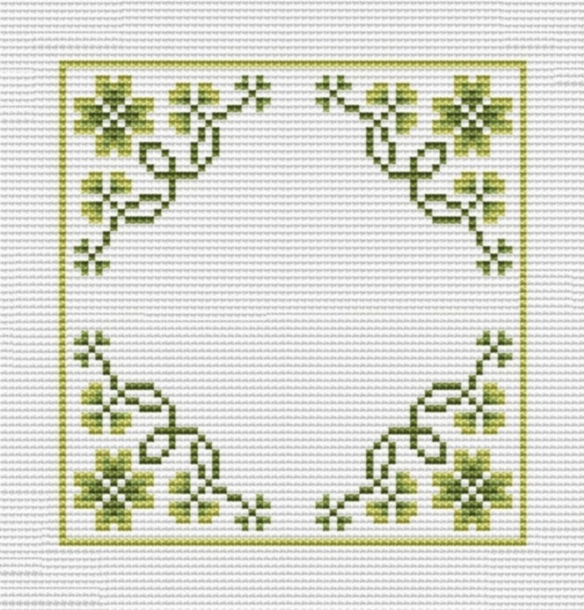 Clover Cross Stitch Border Pattern, Floral Cross Stitch Corner - Etsy