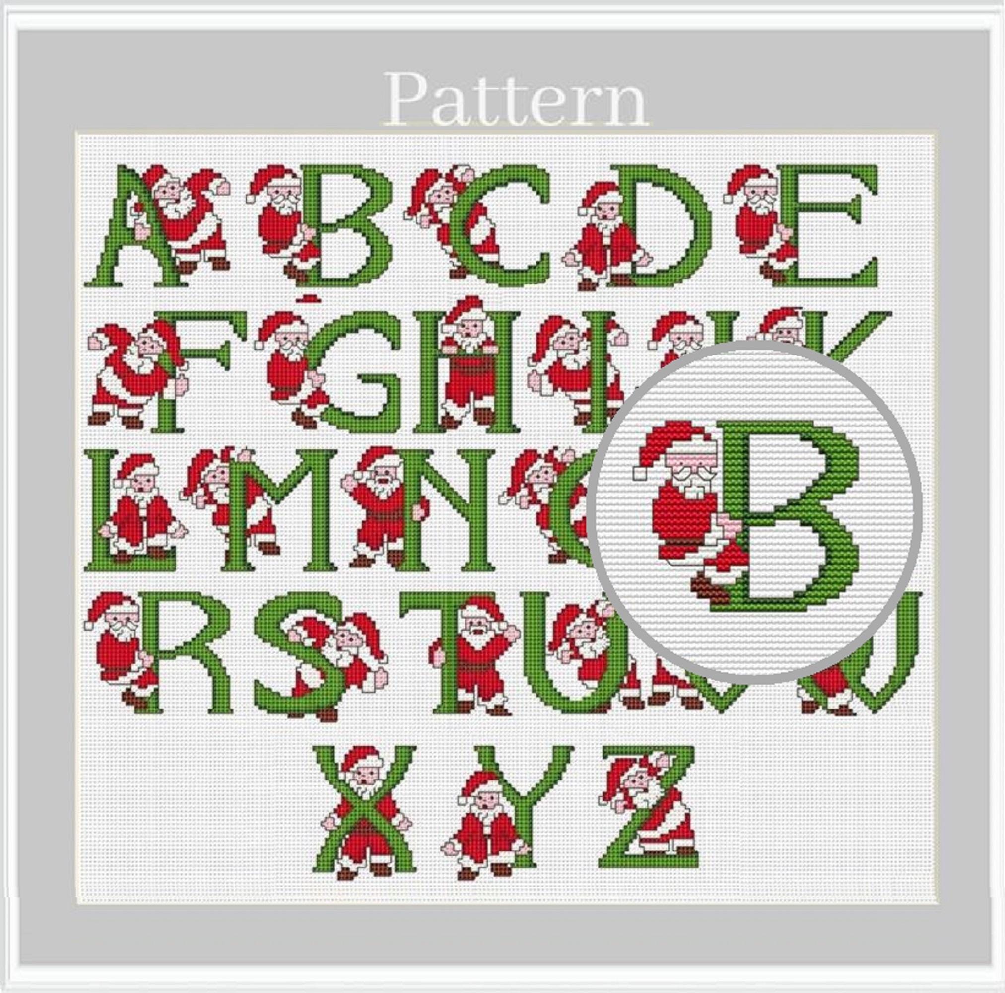 Santa Claus Alphabet, Christmas Alphabet Cross Stitch Pattern, Monogram ...