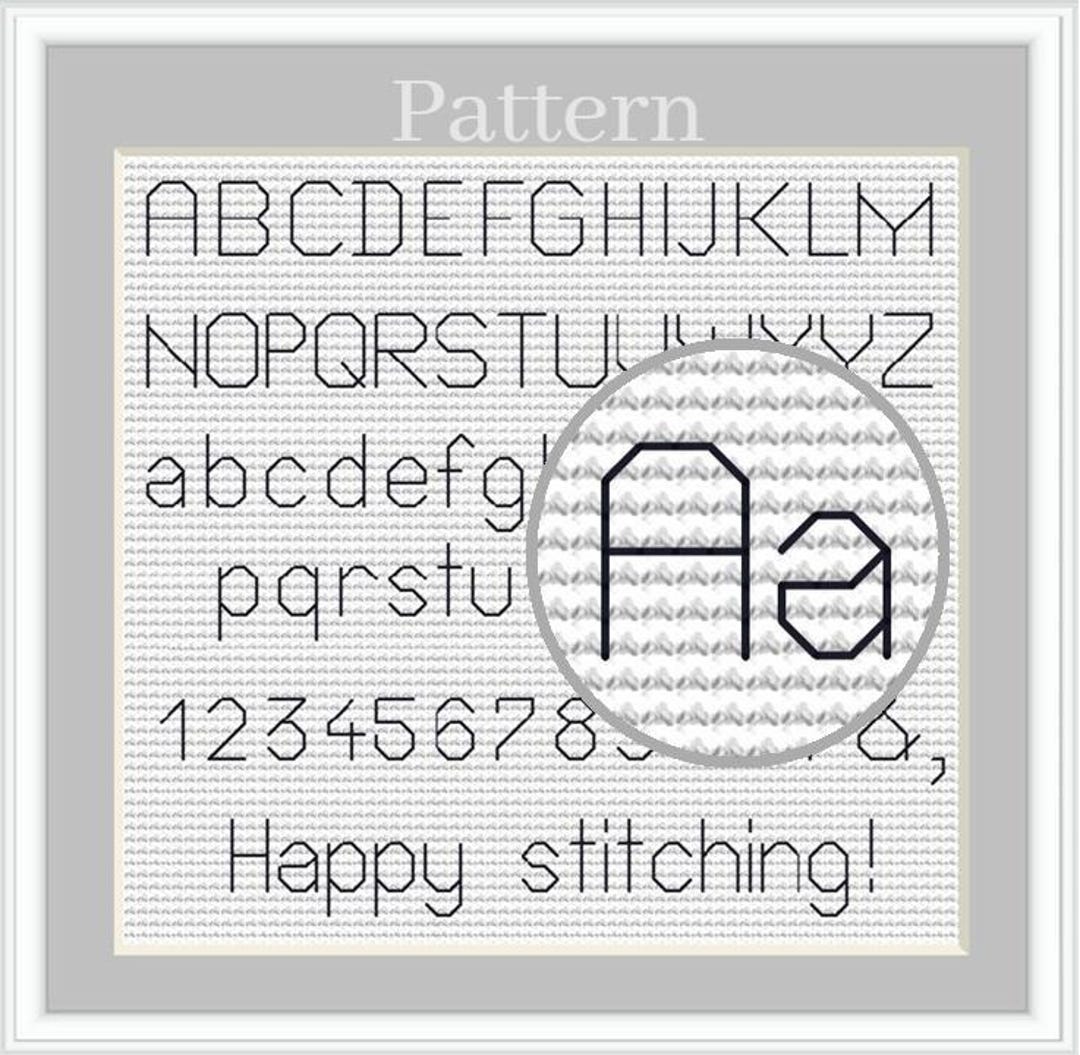 Backstitch Alphabet Cross Stitch Pattern With Letters and Numbers ...
