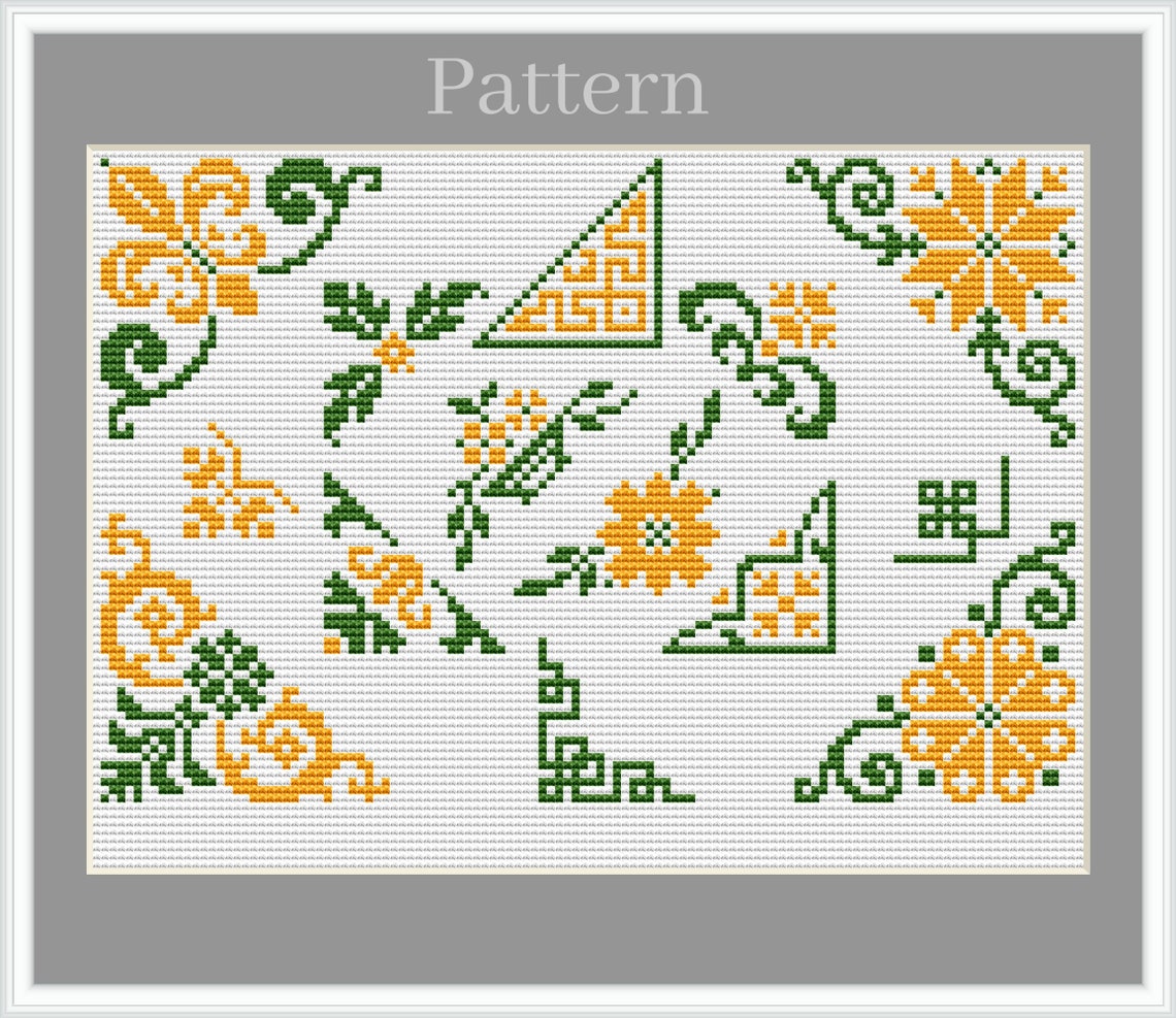 Cross Stitch Corners Cross Stitch Borders Floral Border - Etsy