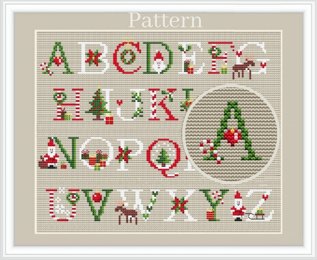 Christmas Monogram Cross Stitch Pattern, Cross Stitch Fonts, Cross ...