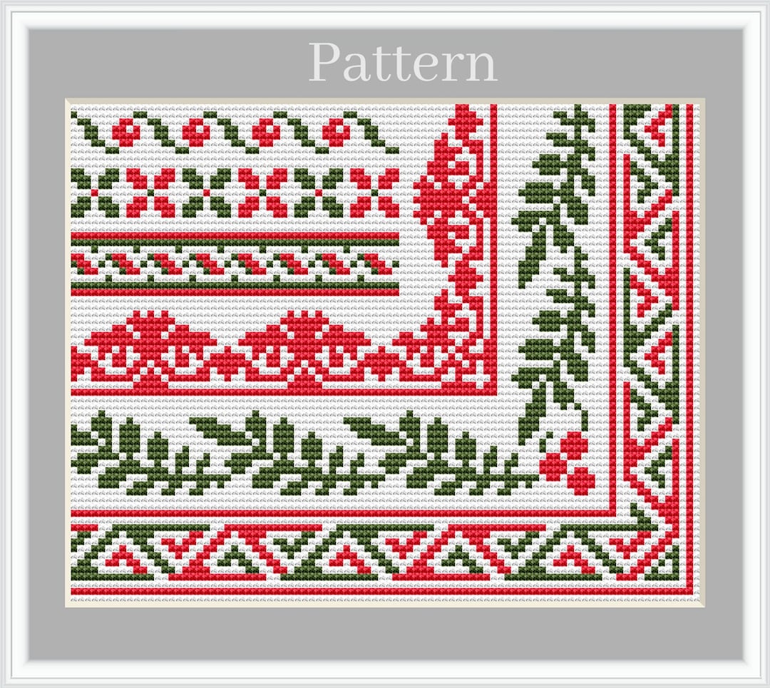 Christmas Border Cross Stitch Pattern, Cross Stitch Frames, Geometric ...