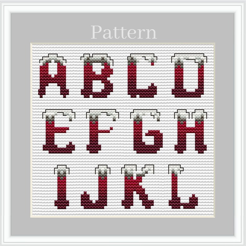 Christmas Alphabet Cross Stitch Pattern With Letters and Numbers - Etsy