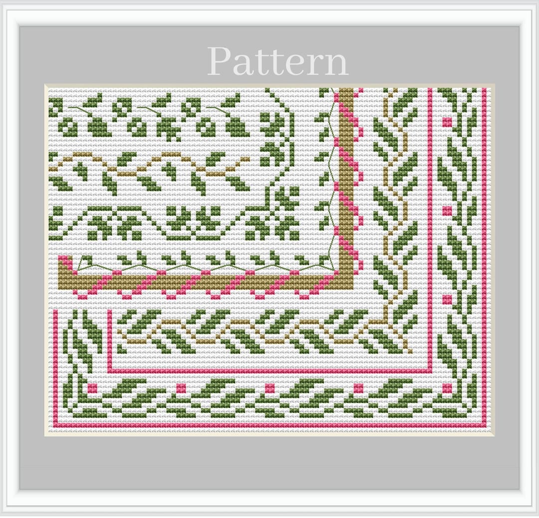 Cross Stitch Border Pattern, Cross Stitch Frames, Floral Borders, Green ...