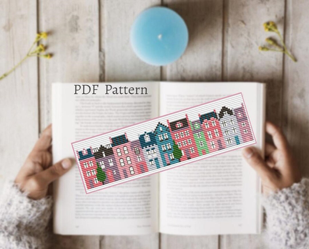 Small Houses Cross Stitch Bookmark Pattern PDF, Little Town Book Marks ...