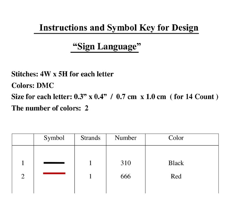 Sign Language Alphabet Cross Stitch Pattern Backstitch - Etsy