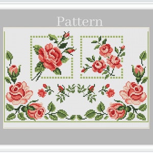 Rose Border Cross Stitch Pattern, Floral Frames, Square Borders - Etsy ...