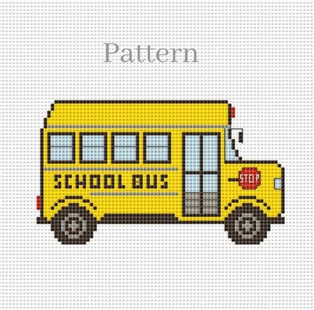 School Bus Cross Stitch Pattern, School Bus Ornament, Small Hand ...