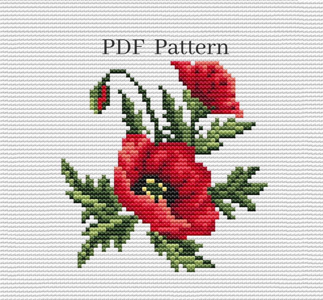 Small Poppy Cross Stitch Pattern Floral Cross Stitch - Etsy