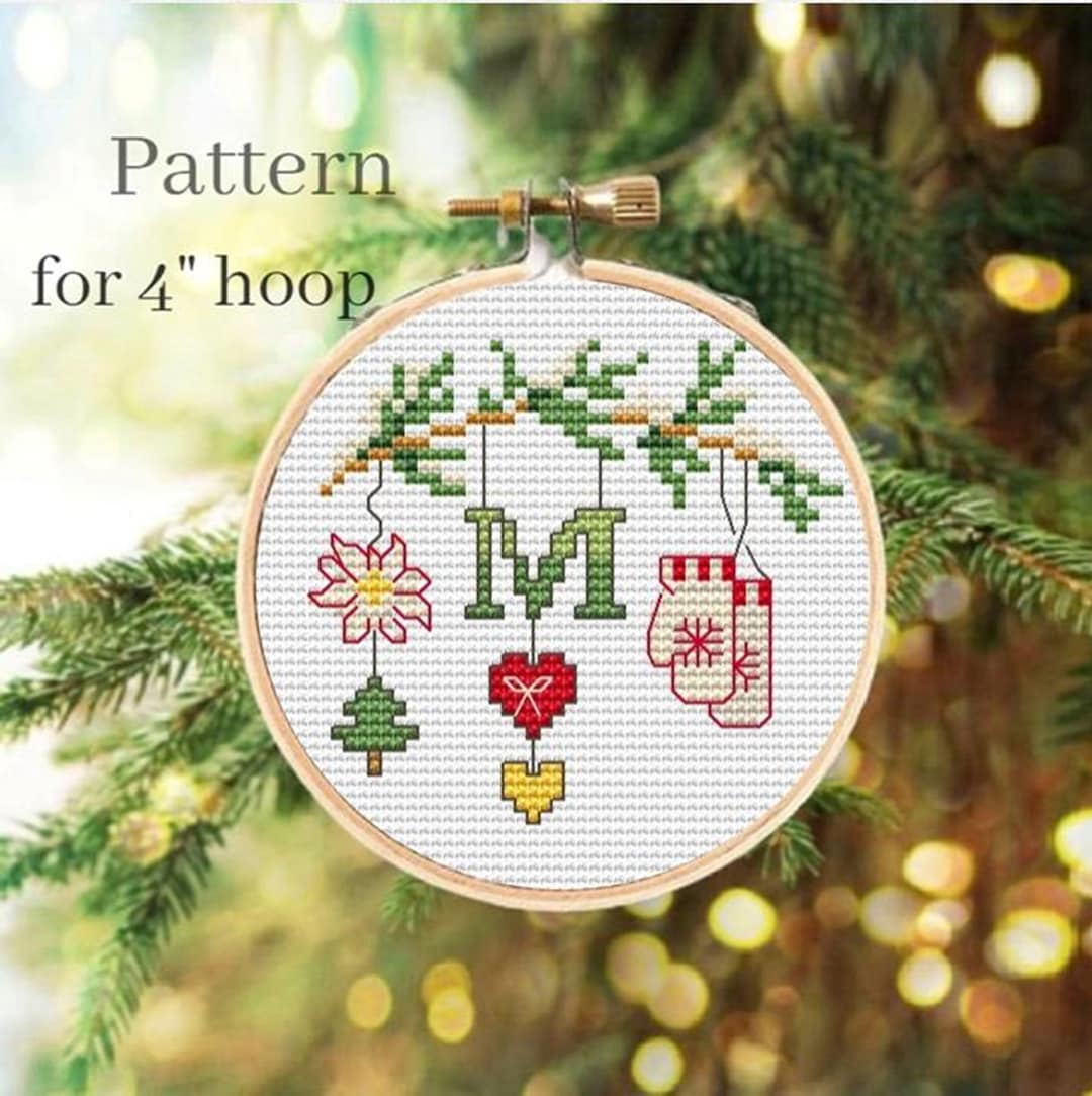 Christmas Cross Stitch Patterns Ornaments for Family, Initial Ornament ...