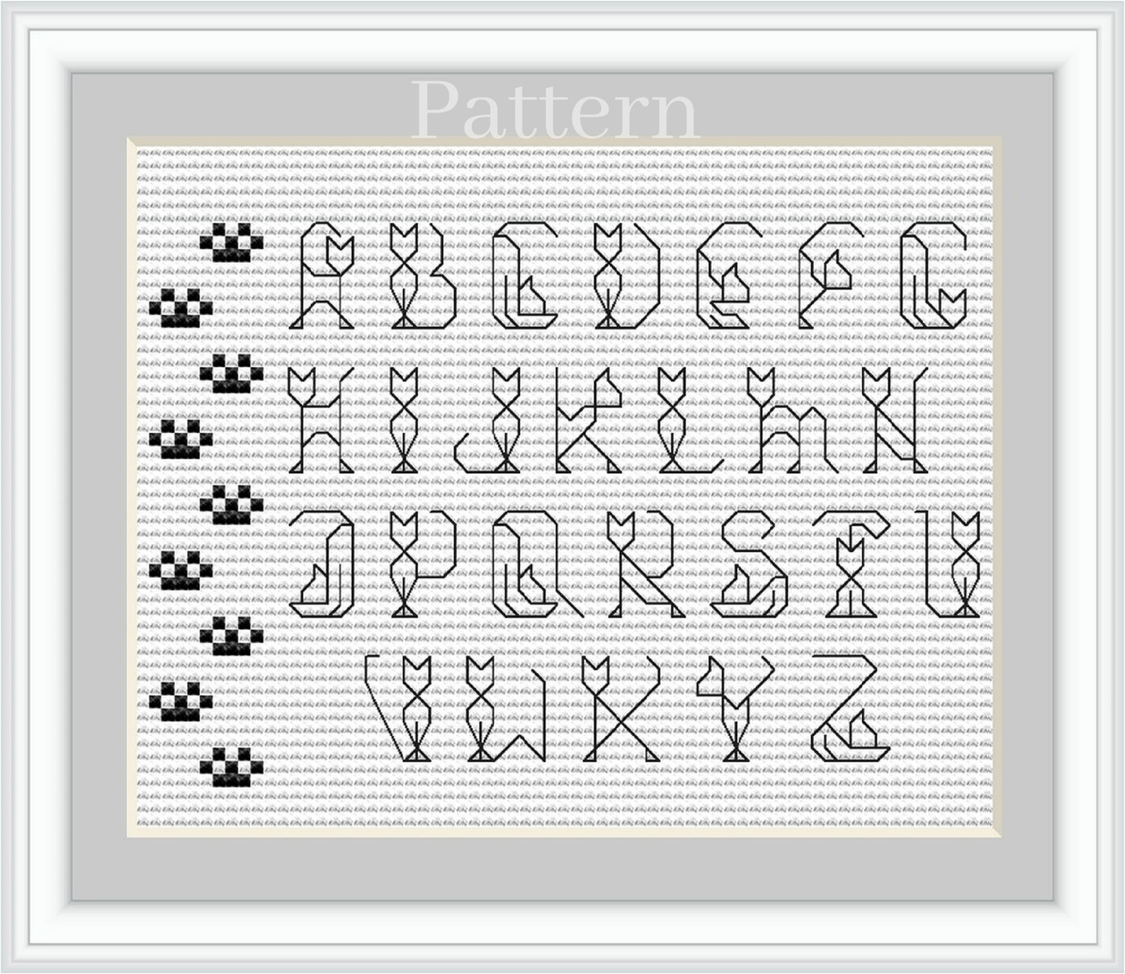 Cat Alphabet Cross Stitch Font Cross Stitch Letters - Etsy