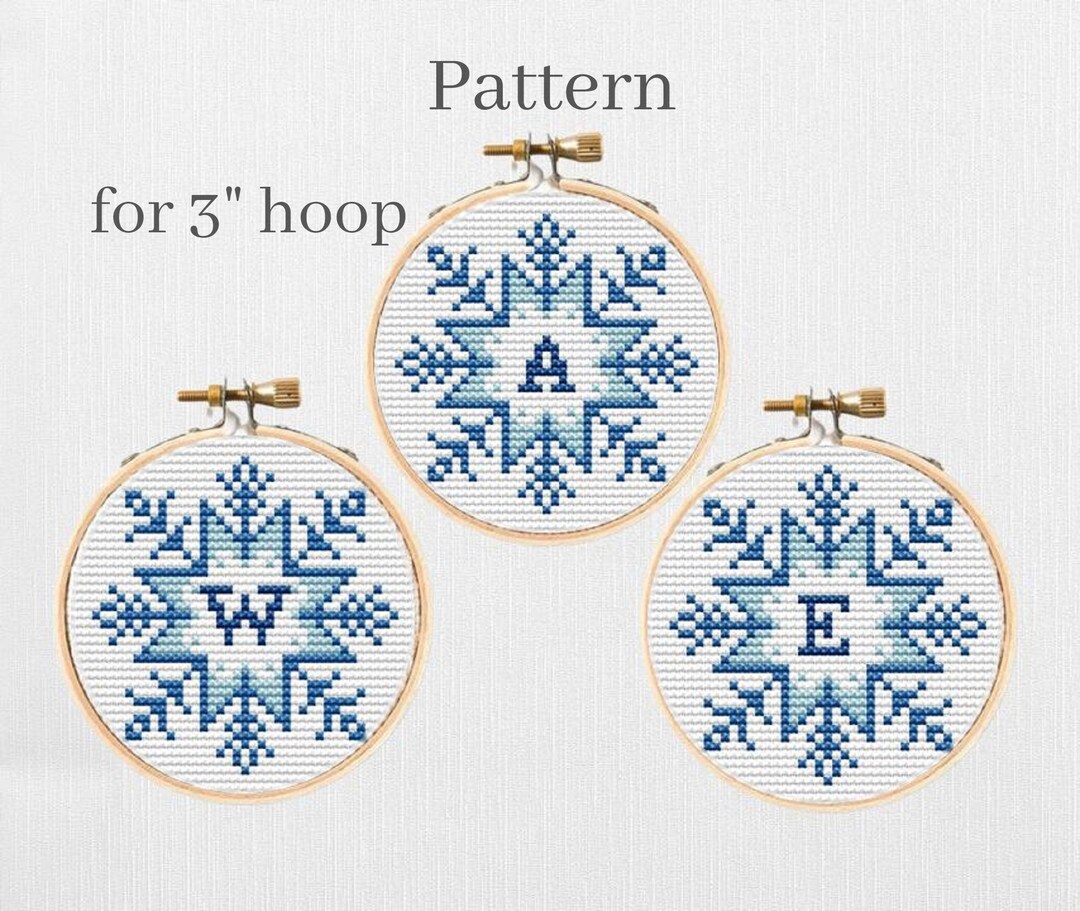 Initial Ornament Cross Stitch Pattern With Alphabet Chart, Christmas ...