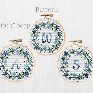 Forget Me Not Cross Stitch Pattern, Initial Ornament, Monogram Letters ...
