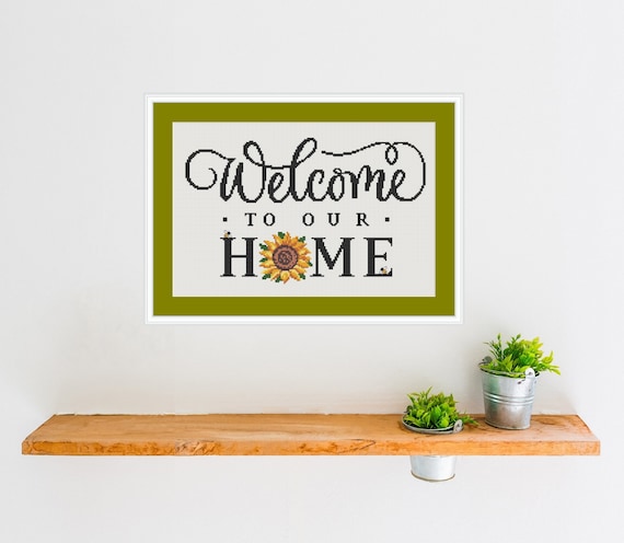 Welcome to Our Home Cross Stitch Pattern Welcome Sunflower - Etsy