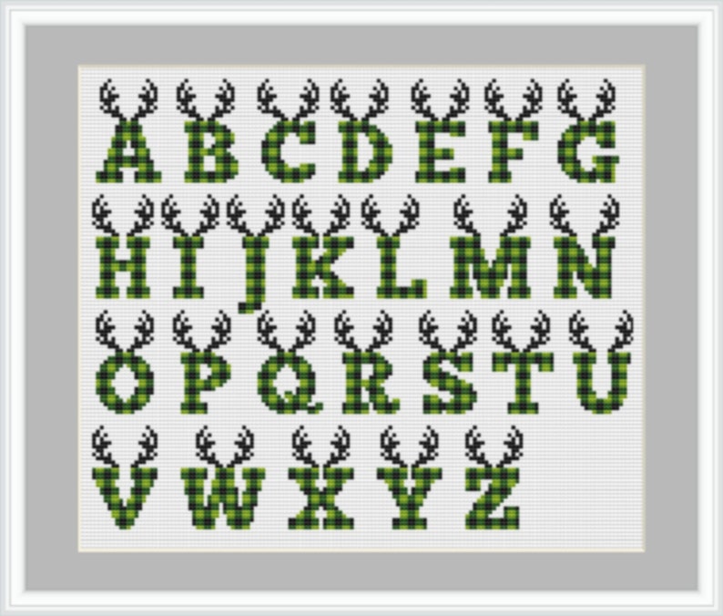 Christmas Alphabet Cross Stitch Pattern Buffalo Plaid - Etsy