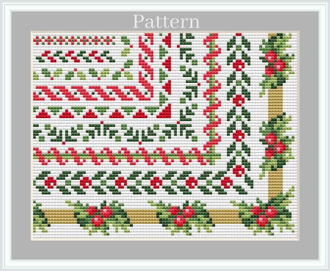 Christmas Borders Cross Stitch Pattern, Square Border, Christmas Frames ...