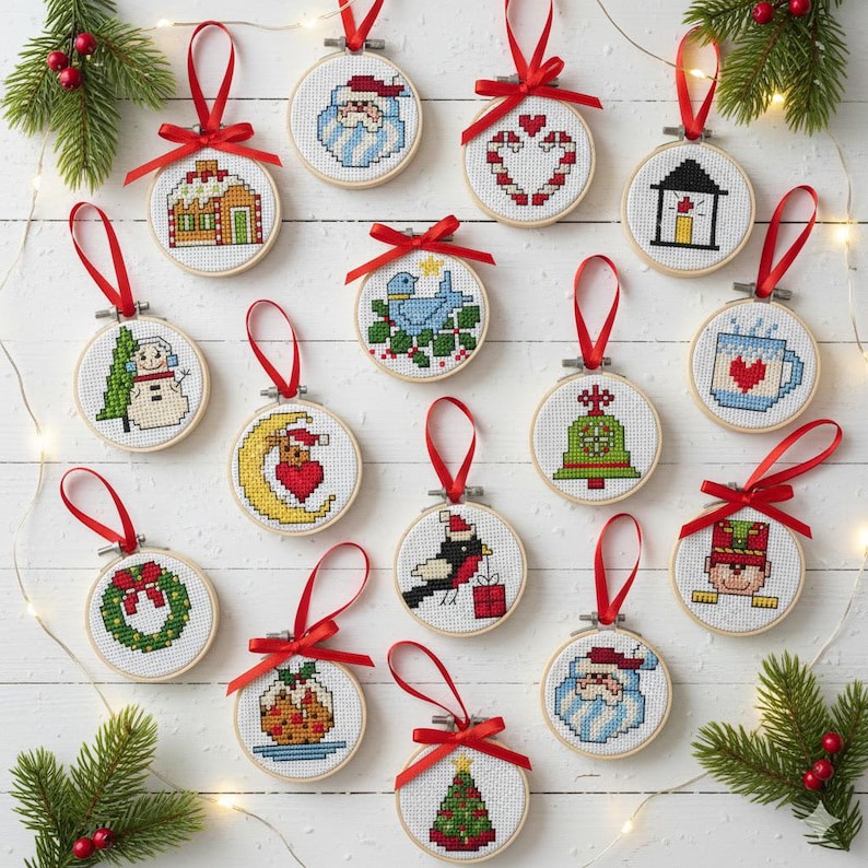 Small Christmas Cross Stitch Pattern With 24 Images for 2 Inch ...