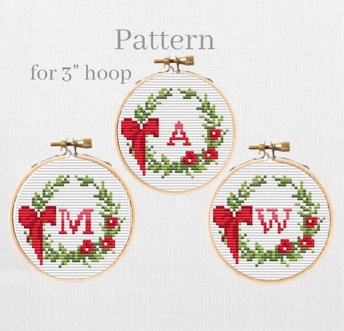Christmas Ornament Cross Stitch Pattern With Alphabet Chart for Initial ...