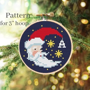 Christmas Ornament Cross Stitch Pattern for 3 Inch Hoop, Name Ornament ...