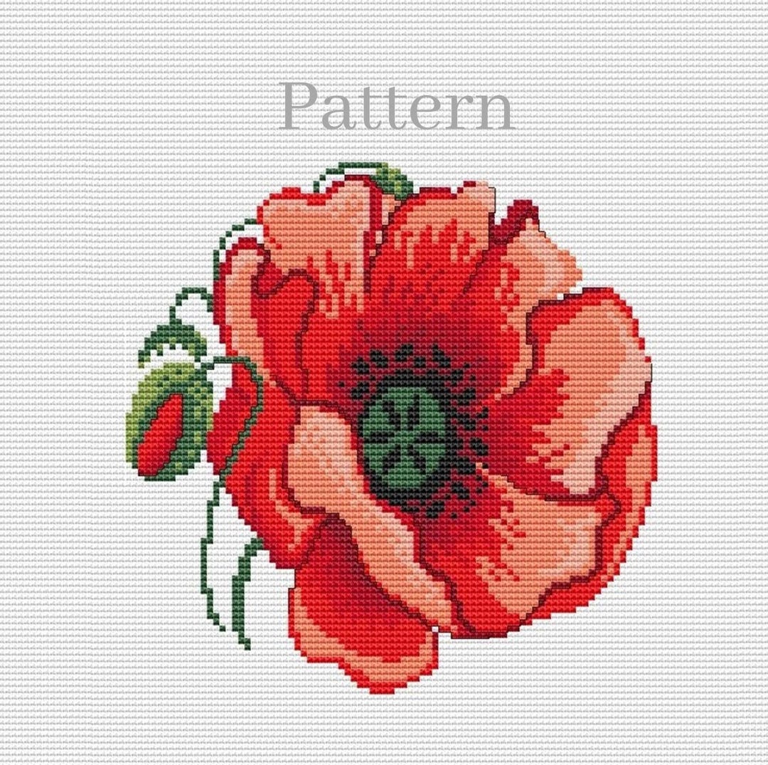 Poppy Cross Stitch Pattern for Floral Xstitch Project - Etsy