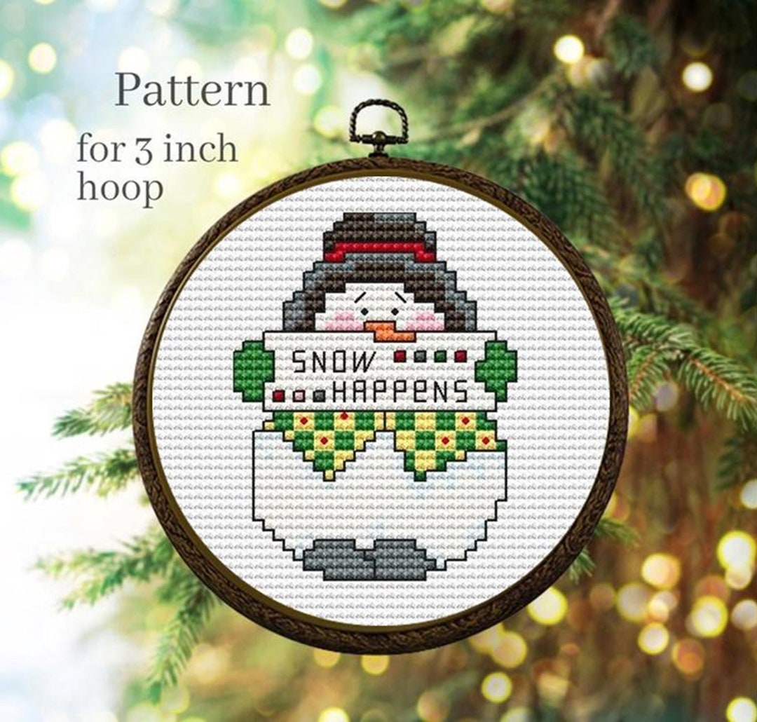 Snowmen Ornament Cross Stitch Pattern With ABC Chart for ...
