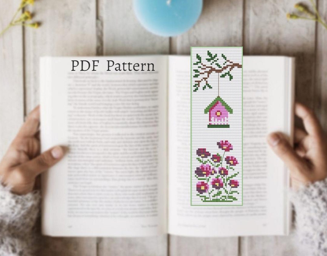 Floral Cross Stitch Bookmark Pattern, Spring Flowers Book Tracker ...