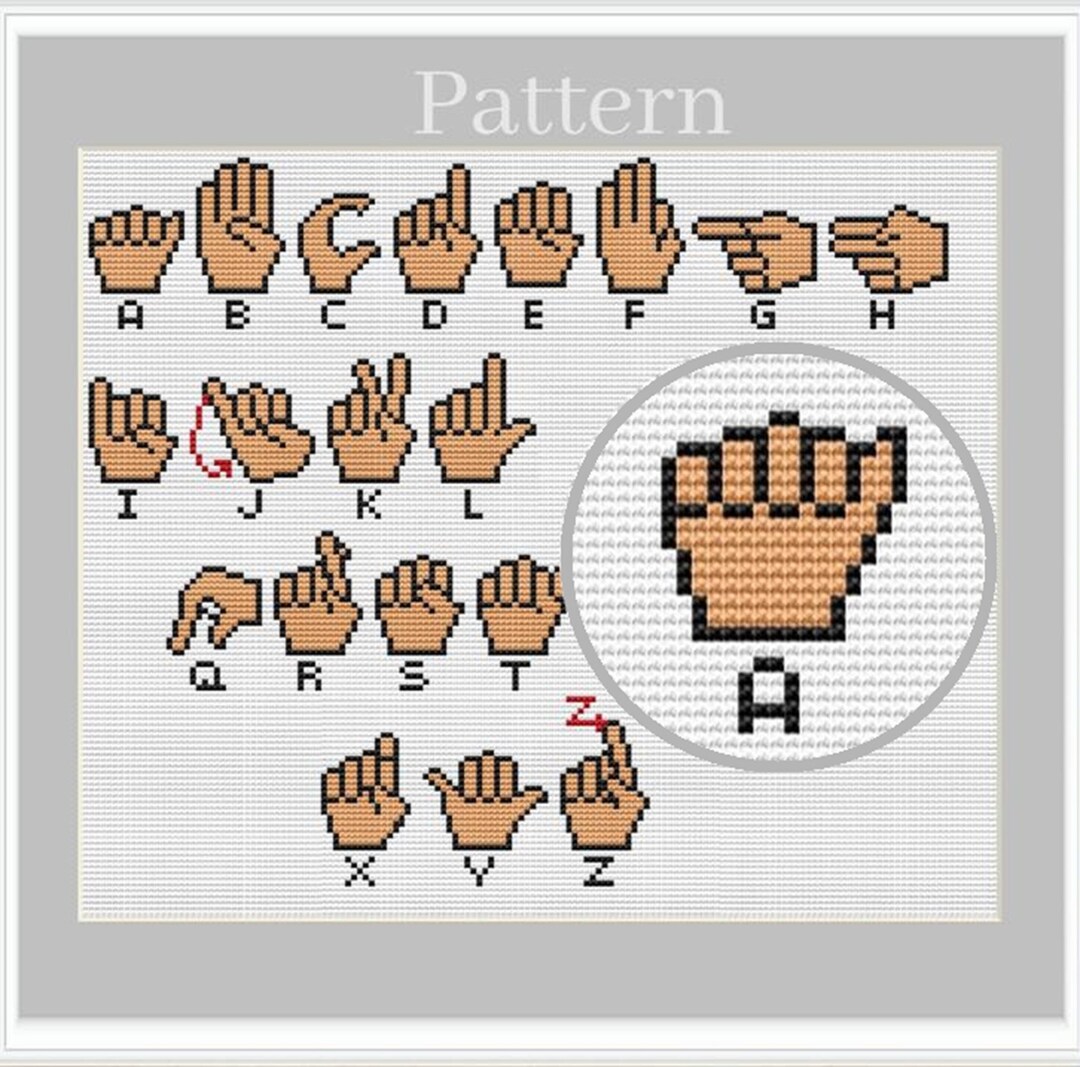 Sign Language Alphabet Cross Stitch Pattern, ASL Cross Stitch Font - Etsy