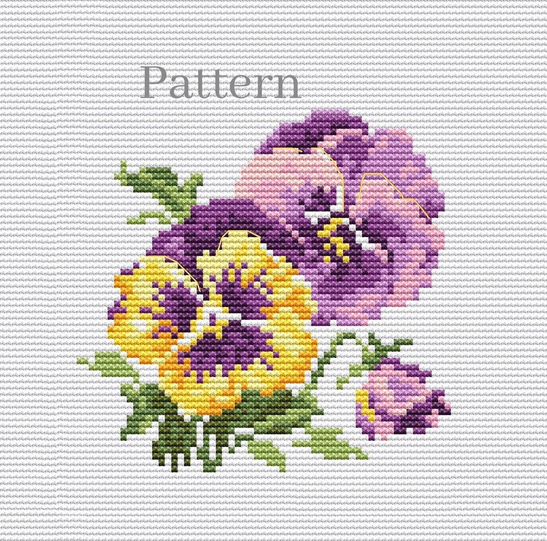Violet Cross Stitch Pattern, Floral Cross Stitch, African Violet ...