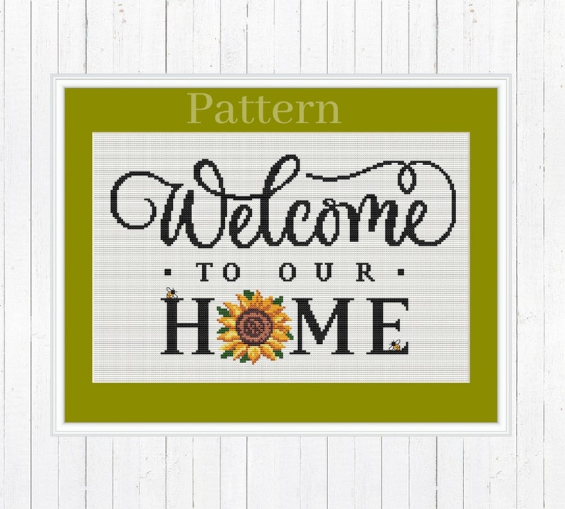 Welcome to Our Home Cross Stitch Pattern Welcome Sunflower | Etsy
