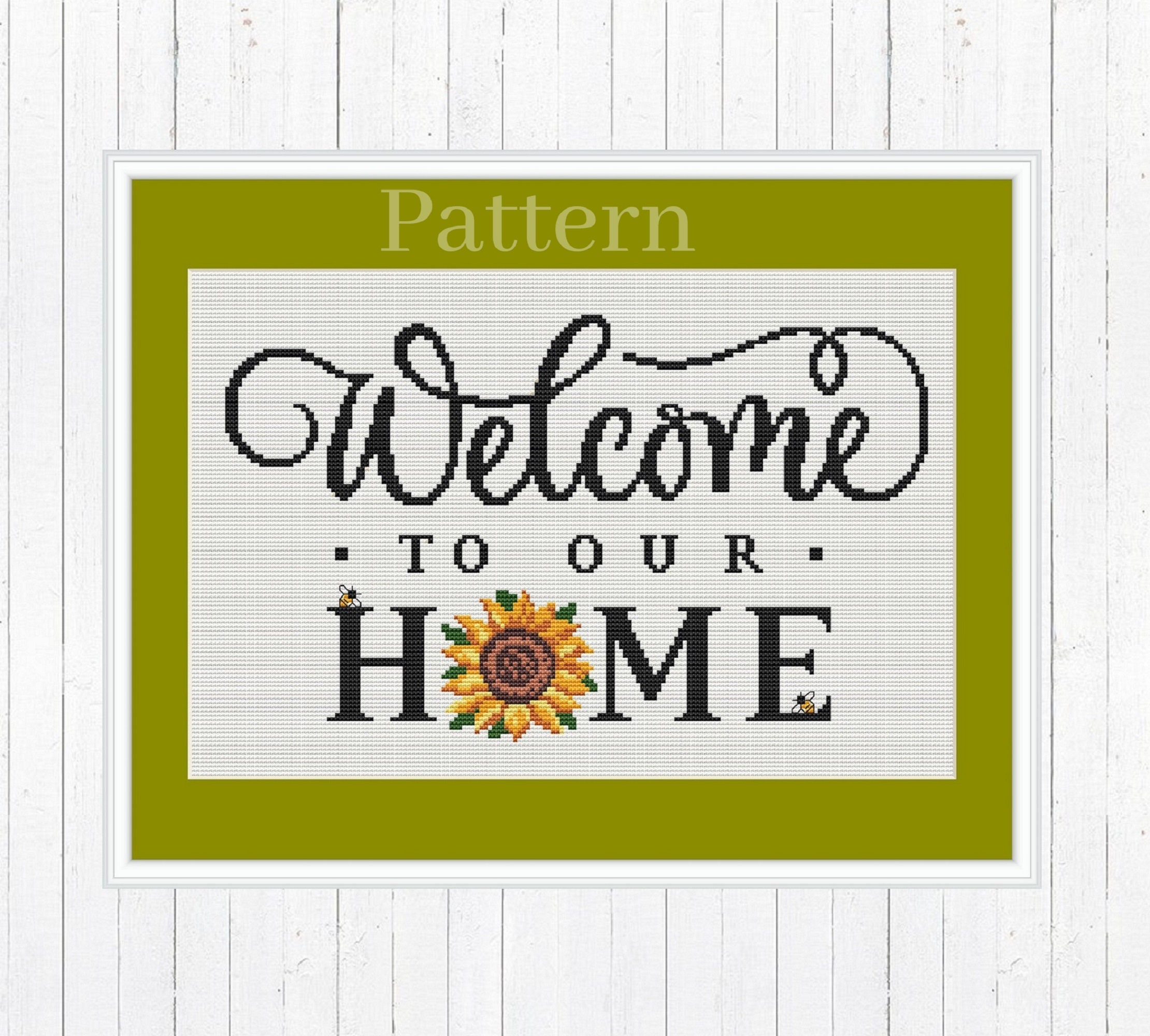 Welcome to Our Home Cross Stitch Pattern Welcome Sunflower | Etsy