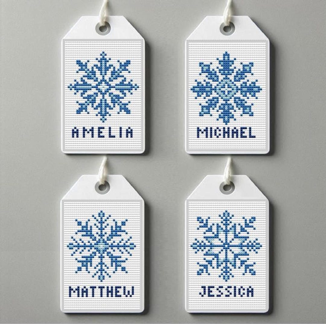 Snowflake Tag Cross Stitch Pattern With ABC Chart, Small Christmas Gift ...