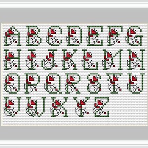 Floral Alphabet Cross Stitch Pattern, Monogram Fonts, Cross Stitch ...