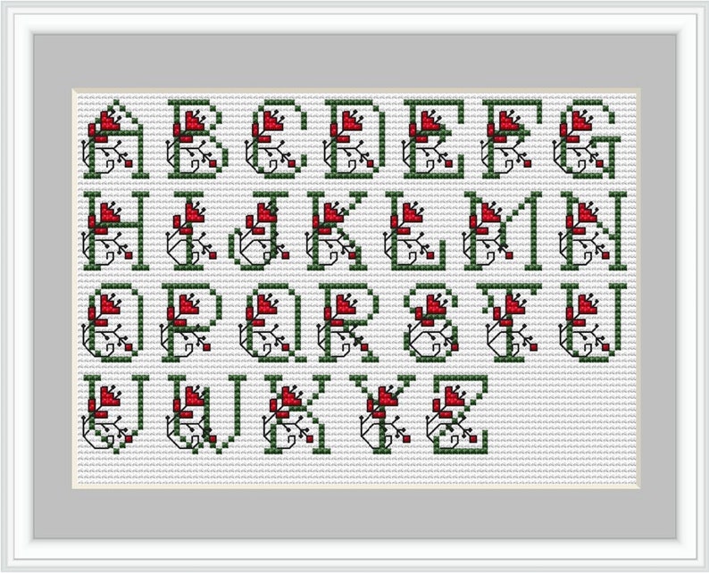 Floral Alphabet Cross Stitch Pattern Monogram Fonts Cross - Etsy