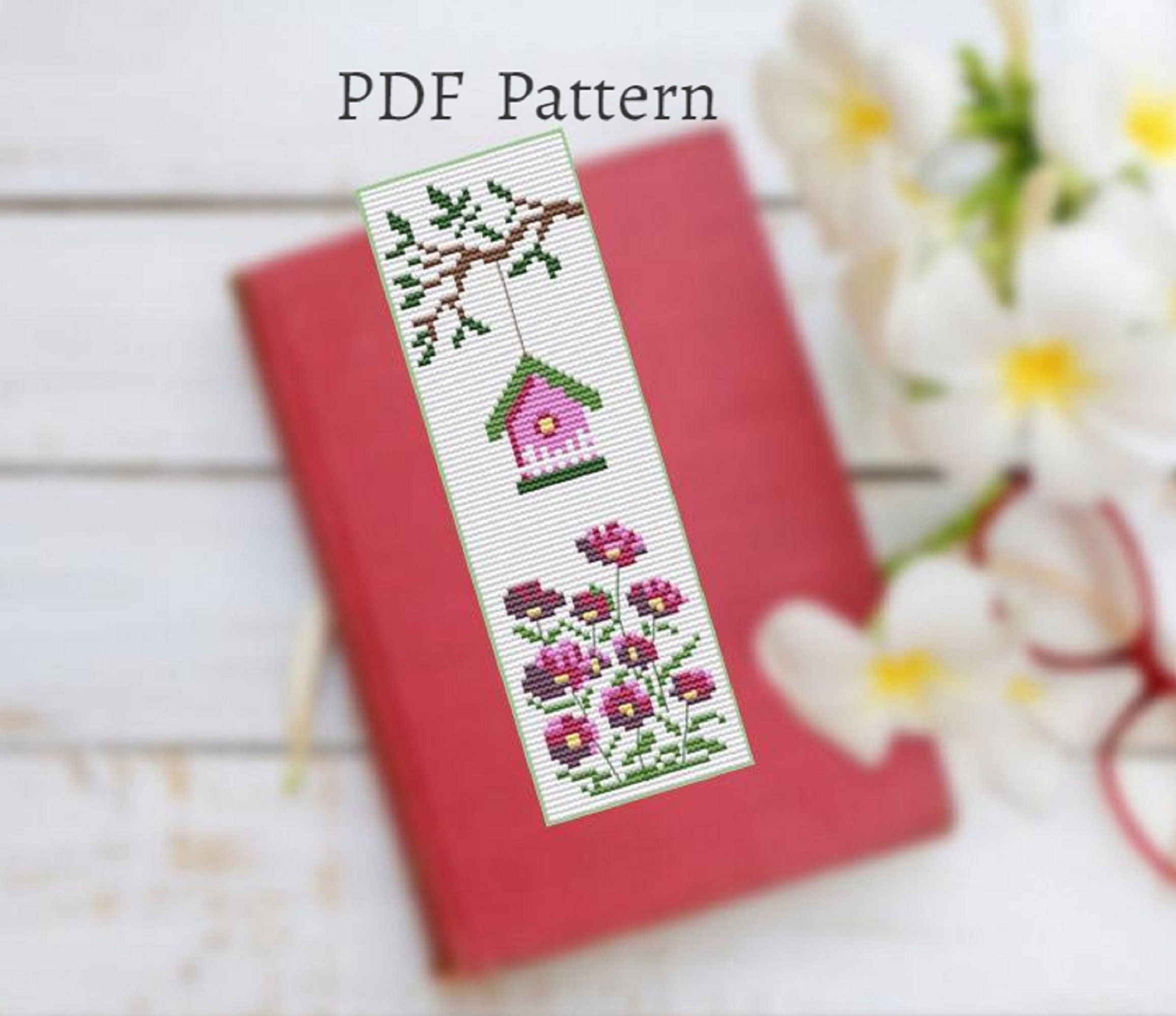 Floral Cross Stitch Bookmark Pattern Spring Flowers Book - Etsy