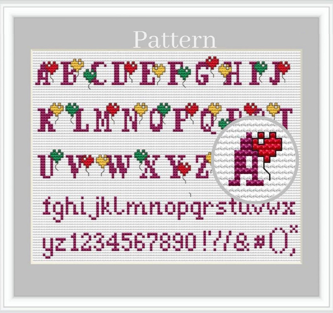 Heart Alphabet Cross Stitch Pattern, Valentines Alphabet, Monogram ...