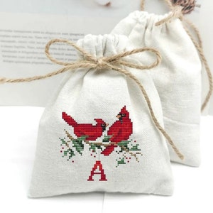 Cardinal Ornament Cross Stitch Pattern Personalized With Alphabet Chart ...
