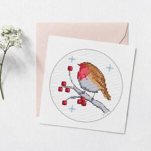 Red Robin Cross Stitch Ornament for 3 Inch Hoop, Winter Cross Stitch ...
