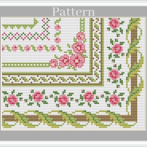Flower Border Cross Stitch Pattern Rose Border Floral - Etsy Canada