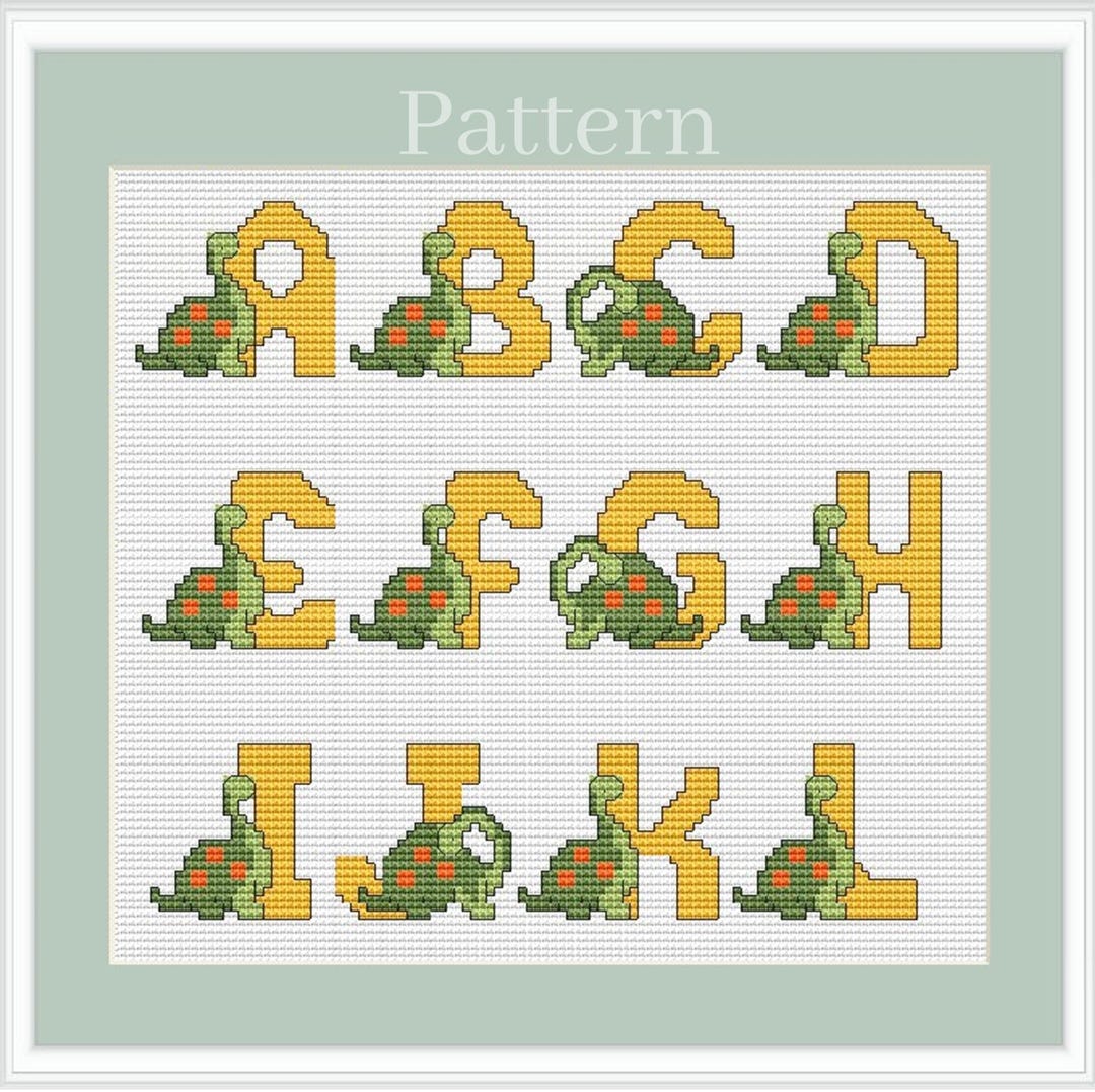 Dinosaur Alphabet Cross Stitch Pattern, Monogram Letters, Cross Stitch ...