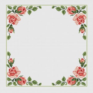 Rose Border Cross Stitch Pattern, Floral Frames, Square Borders - Etsy