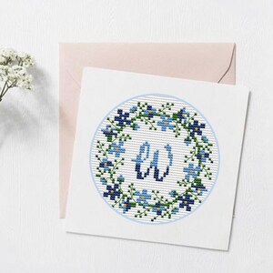 Forget Me Not Cross Stitch Pattern, Initial Ornament, Monogram Letters ...