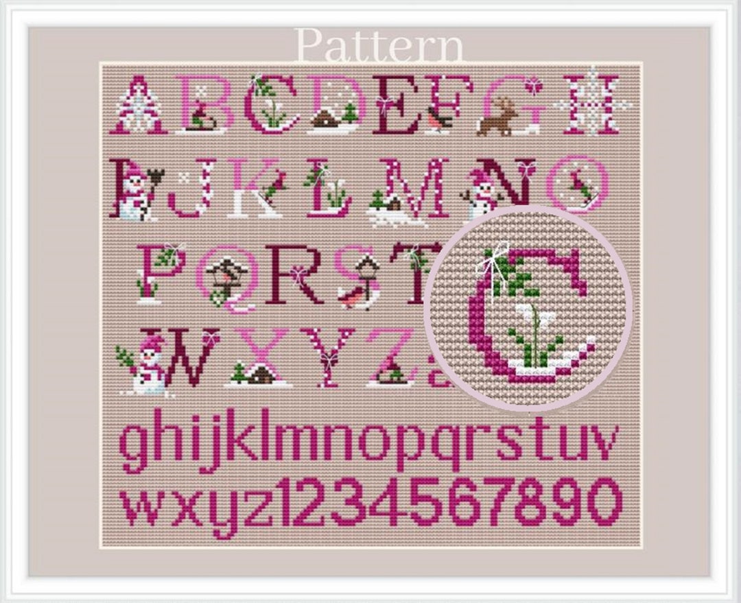 Christmas Alphabet Cross Stitch Pattern, Cross Stitch Fonts, Cross ...