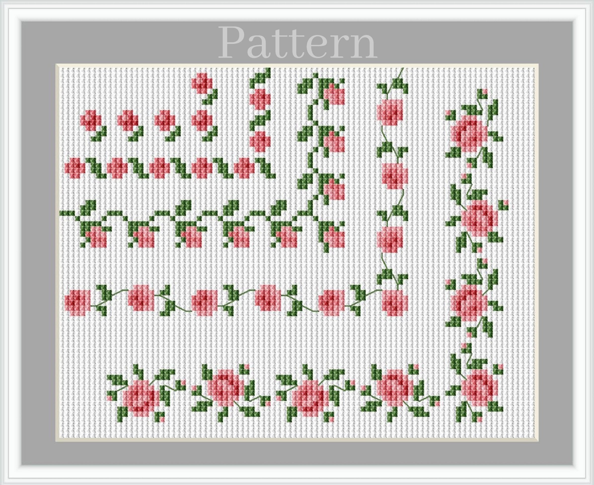 Flower Border Cross Stitch Pattern Rose Border Floral - Etsy Canada
