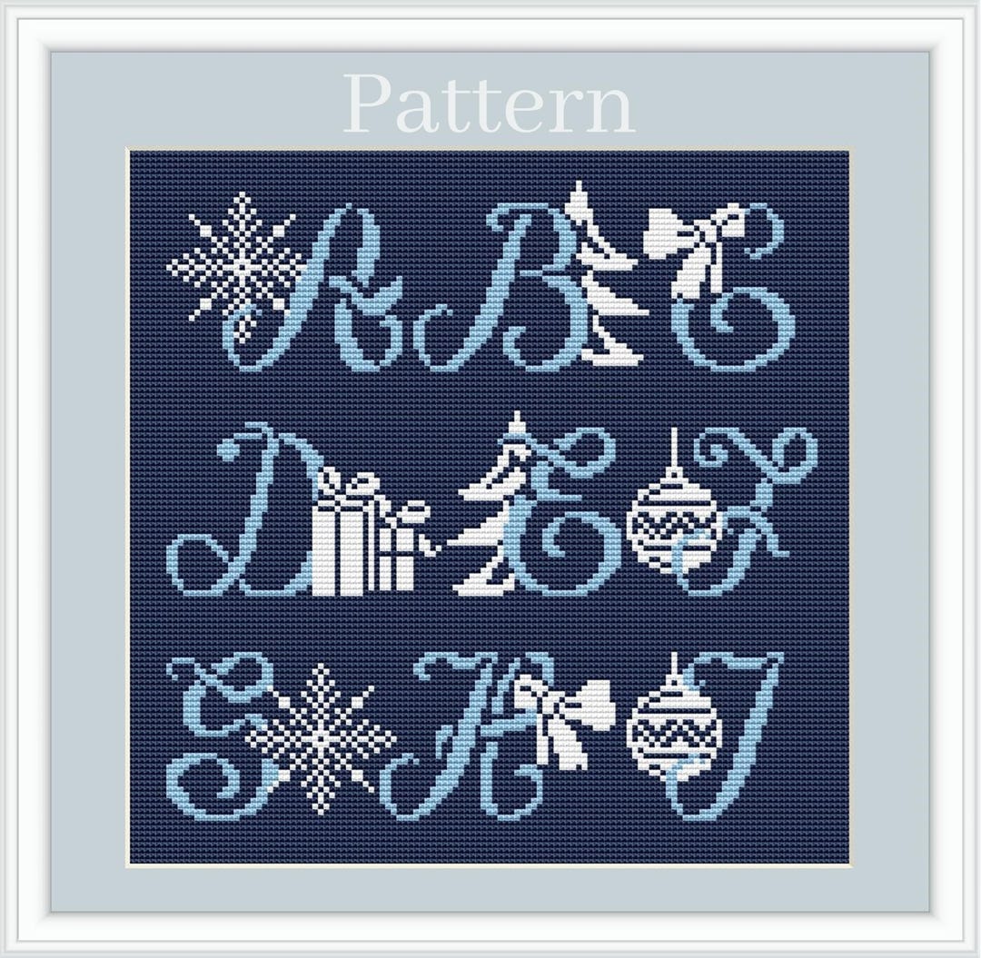 Christmas Alphabet Chart Cross Stitch Pattern, Christmas Monograme ...