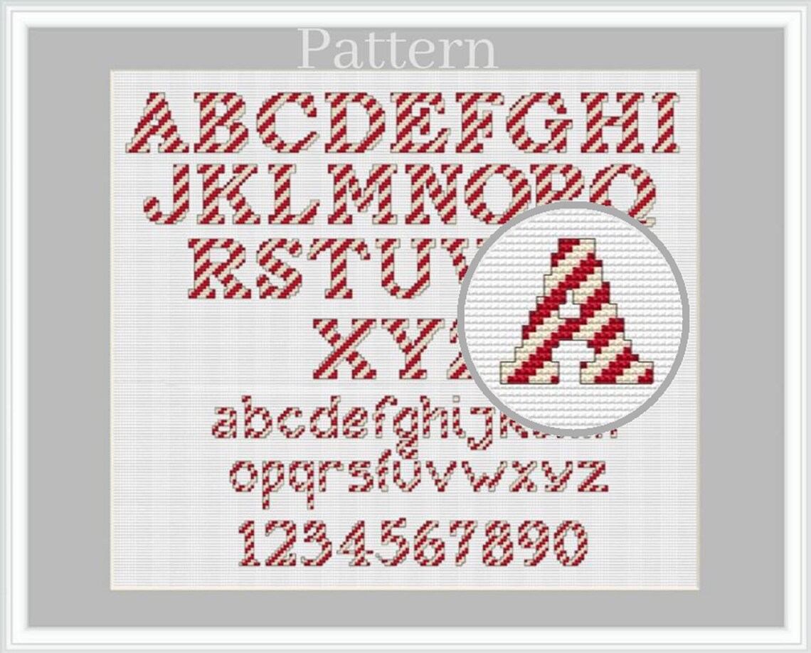 Christmas Alphabet Chart Cross Stitch Pattern Cross Stitch Fonts Cross ...