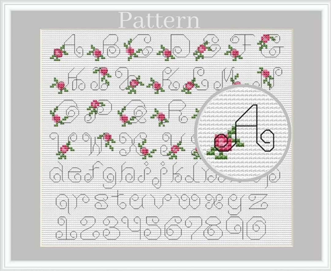 Backstitch Alphabet Cross Stitch Pattern, Cross Stitch Fonts, Floral ...